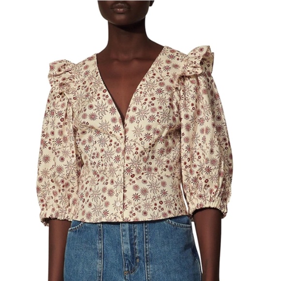 Sandro | Tops | Sandro Sun And Floralprint Blouse | Poshmark
